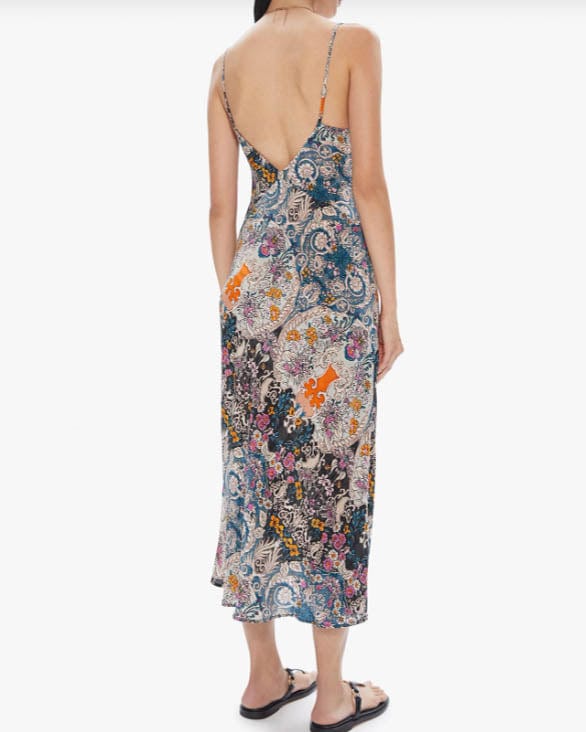 "Isabel Slip Dress" in Besalu Blue Print - The Revury