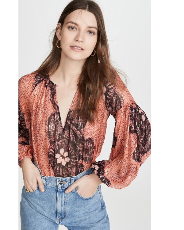 Ulla Johnson Sanya Blouse in Coral - The Revury