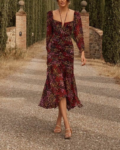 "Athena Floral Ruched" Dress - The Revury