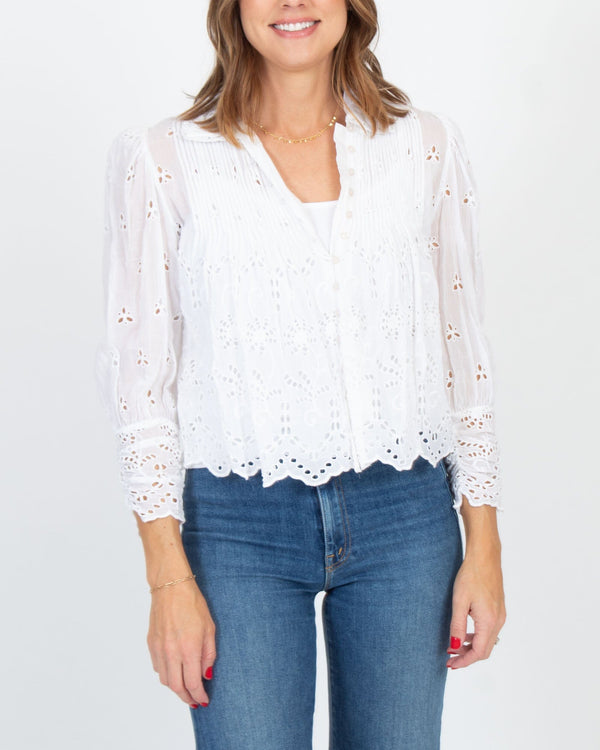 White Eyelet Button Down - The Revury