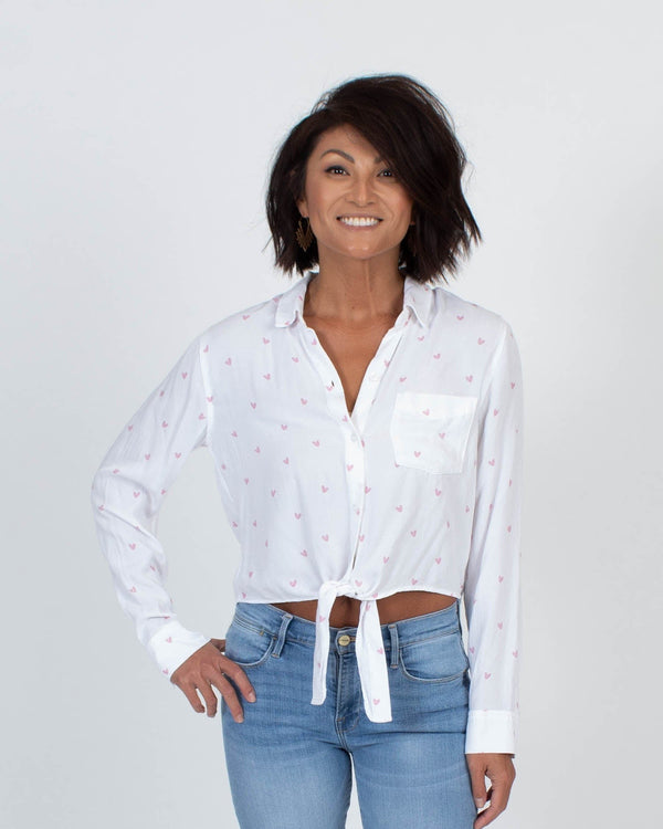 "Val" Tie Front Button Down Shirt - The Revury